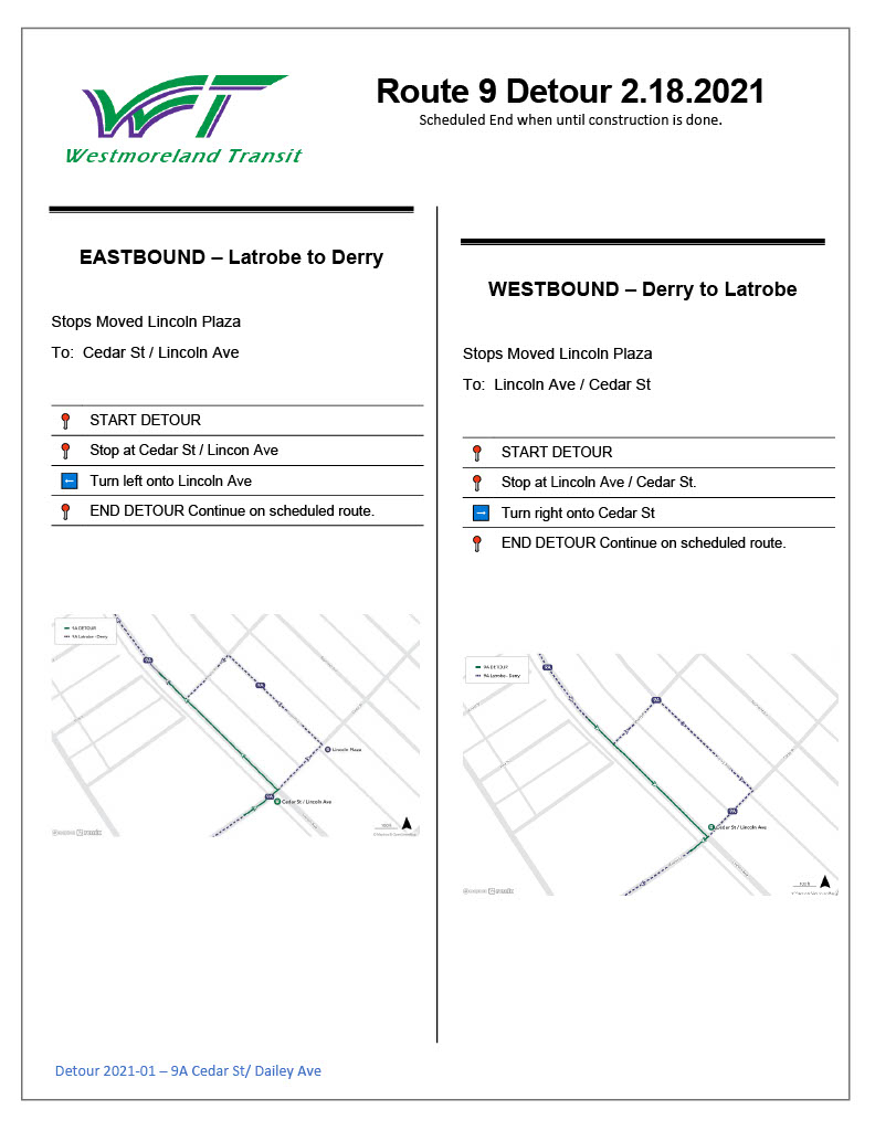Detours - Westmoreland Transit Authority