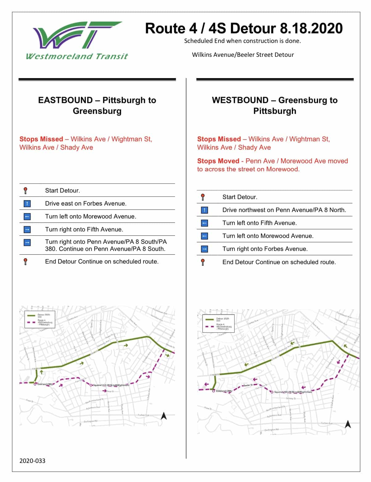 Detours - Westmoreland Transit Authority