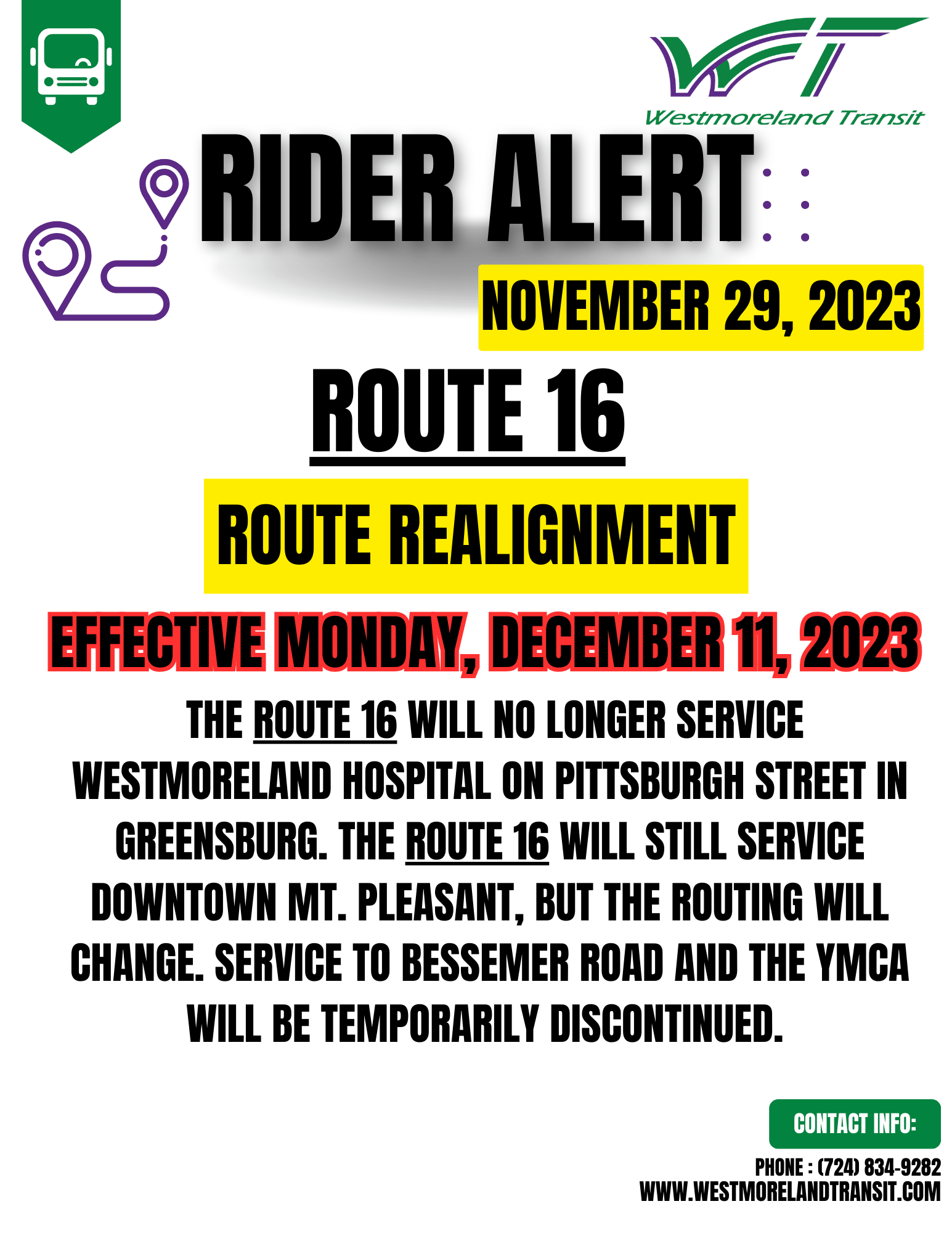 Detours - Westmoreland Transit Authority