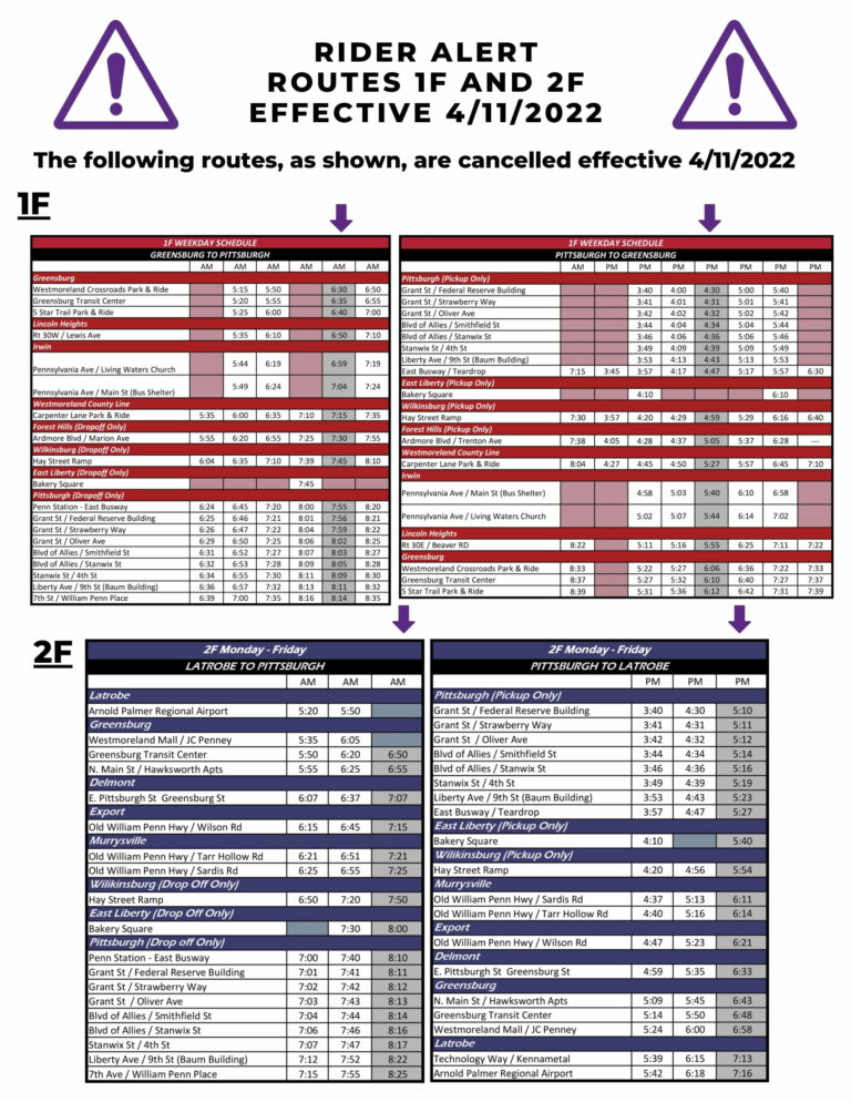 Route 1F Greensburg – Pittsburgh Flyer - Westmoreland Transit Authority