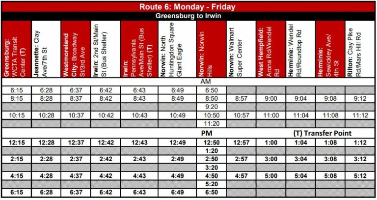 Route 6C: Irwin – Greensburg Flyer - Westmoreland Transit Authority